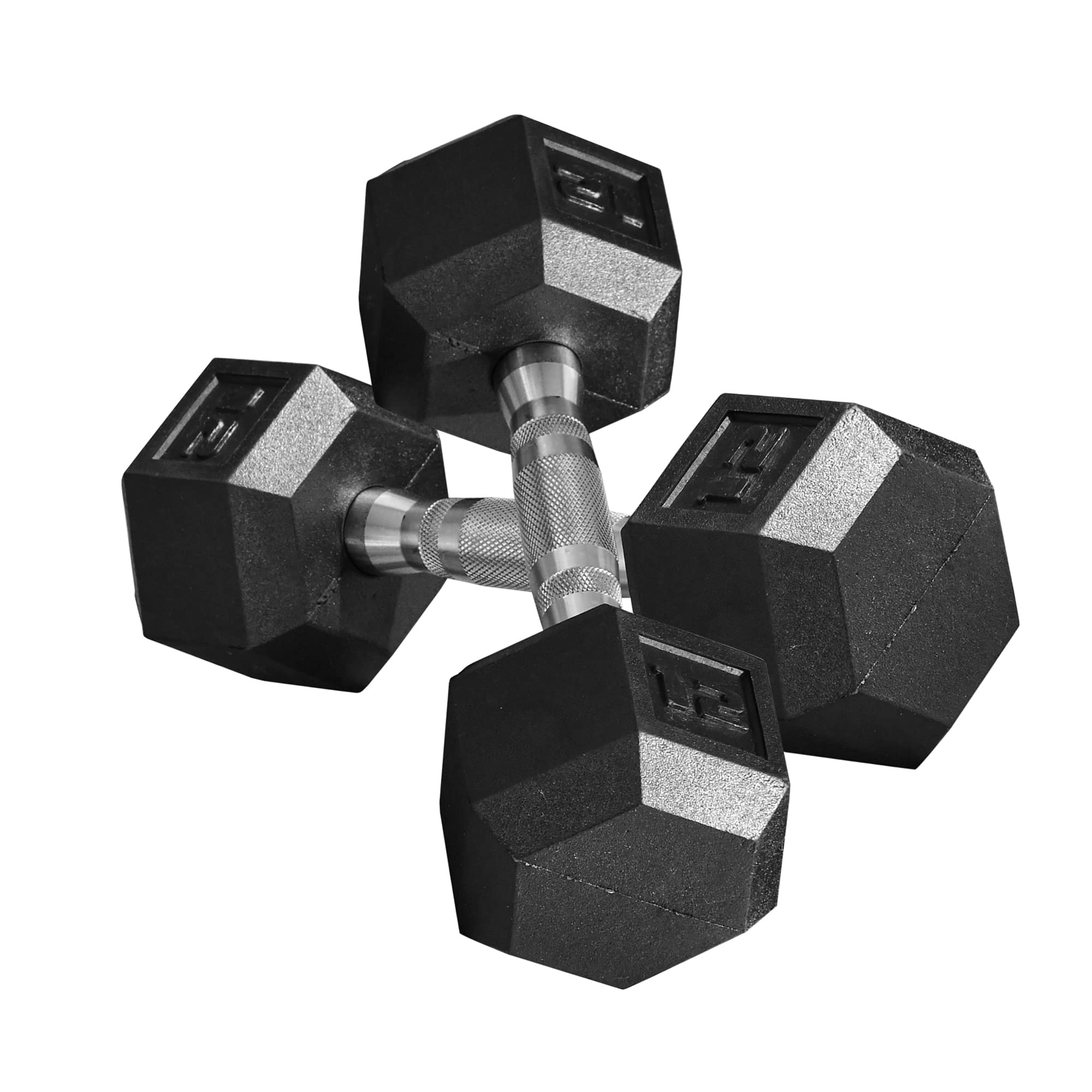Soozier 2 x 12lbs Hex Dumbbell Set of 2, Rubber Weights Exercise Fitness Dumbbell with Non-Slip Handles, Anti-roll, for Women or Men Home Gym Workout