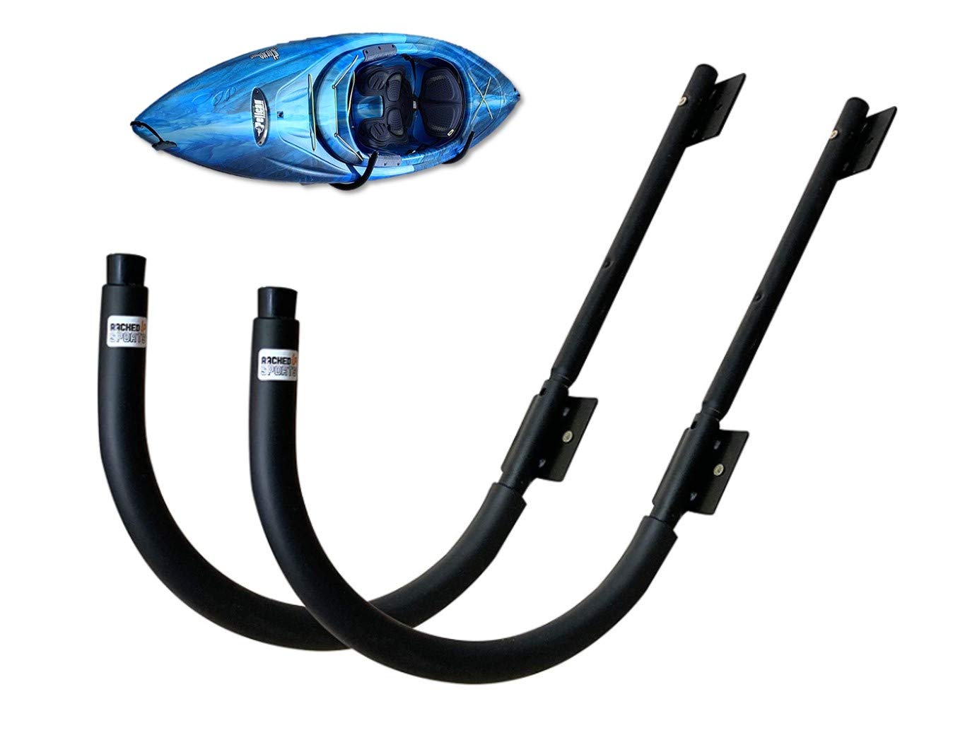 Racked Up Sports | Heavy Duty Wall Mount Hanger Rack for Kayaks Paddle Boards - Kayak Wall Hangers Craddle Hooks - 300lb Capacity