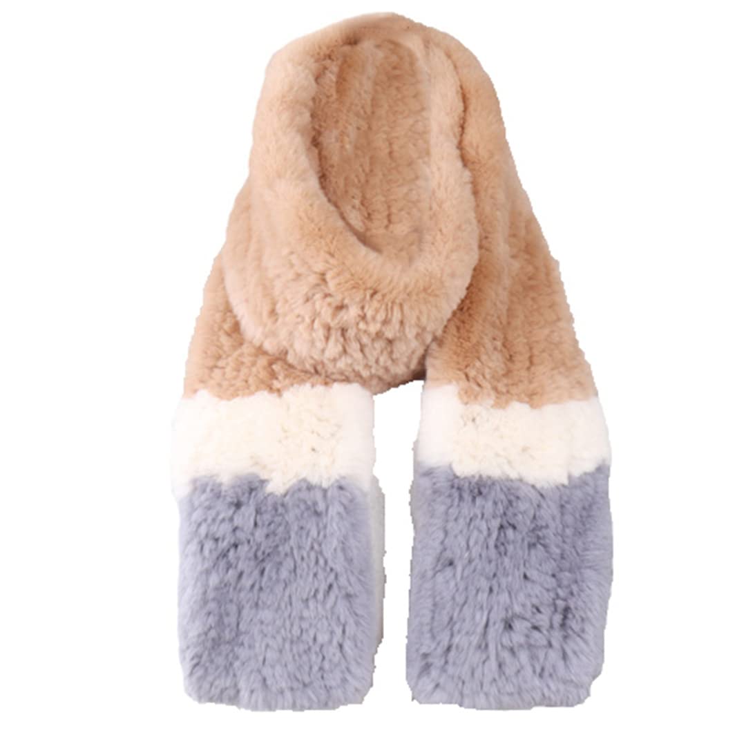 Women Winter Long Fur Scarves Thick Warm Soft Mufflers Ladies Patchwork Lightweight Outdoor Fur Scarf