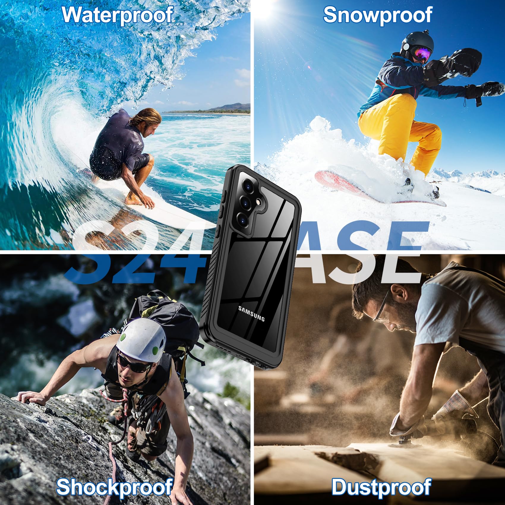 MOZOTER Designed for Samsung Galaxy S24 Case Waterproof,[IPX8 Underwater Case][Built-in Lens & Screen Protector][Full Body Shockproof][Military Drop Proof] for S24 Case,6.1 inch-Black