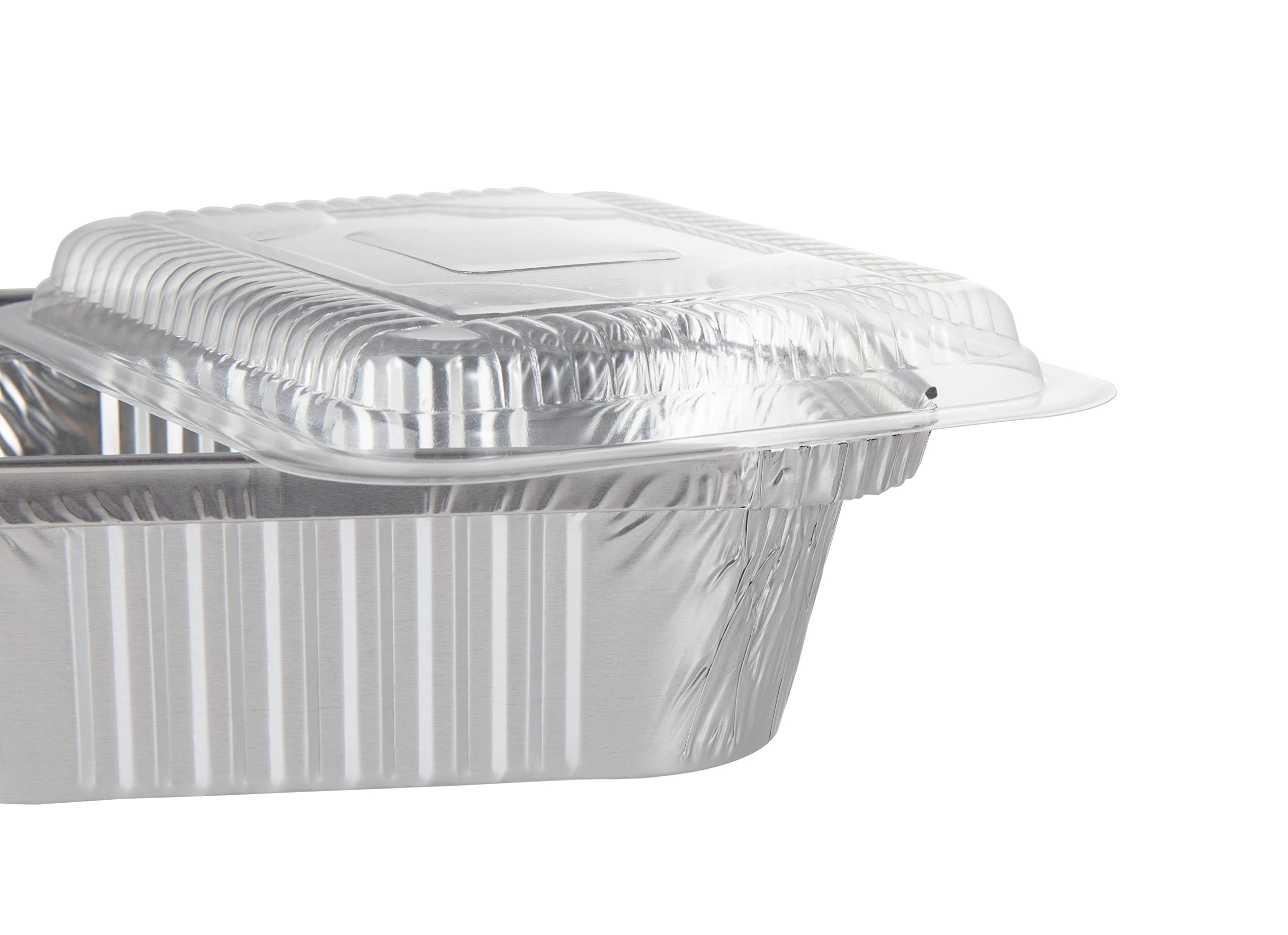 Waytiffer Aluminum Foil Pan 5.5" x 4.5" (50 Pack) Disposable Cookware with Lids/Aluminum Foil Food Containers/Meal Prep Freezer Drip Pans BBQ Potluck Holidays Silver