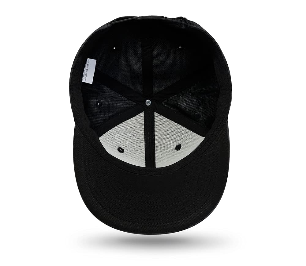 Quanhaigou Cool Snapback Hat Hip Hop Flat Bill Visor Cap - Black Grey Camo Unisex Adult Adjustable Baseball Hats (Black Grey)