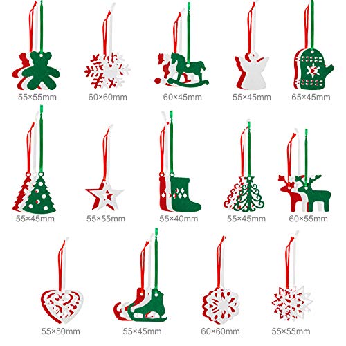 Naler 36 Pieces Christmas Felt Ornament Set - Includes Reindeer, Snowflake, Angel, Glove - Cute Hanging Ornaments for Christmas Tree Decorations