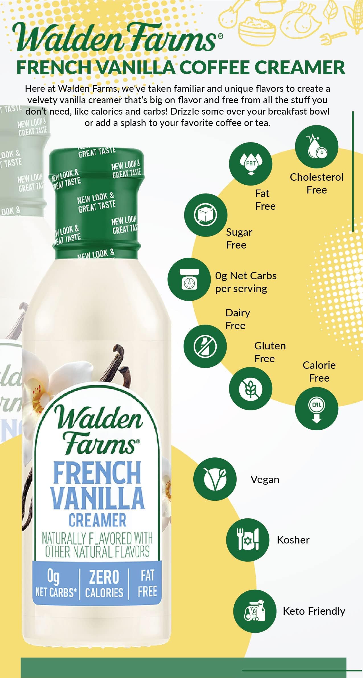 Walden Farms French Vanilla Calorie-Free Creamer, 12 Fl Ounce (Pack of 6)