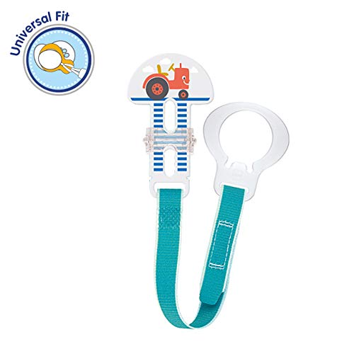 MAM Trends Design Collection Pacifier Clip (1-Pack), Clip for Pacifiers with Fastener and Flexible Ring, Baby Pacifier Clip for Boys, Designs May Vary