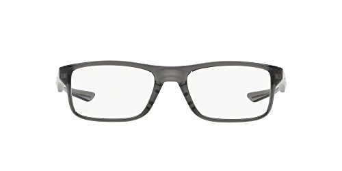 Oakley Men's Ox8081 Plank 2.0 Rectangular Prescription Eyeglass Frames, Polished Grey Smoke/Demo Lens, 53 mm
