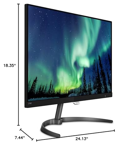 Philips 276E8VJSB 27" Monitor, 4K UHD IPS, 1 Billion+ Colors, Ultranarrow Borders, Lowblue, Multiview, 4Yr Advance Replacement Warranty