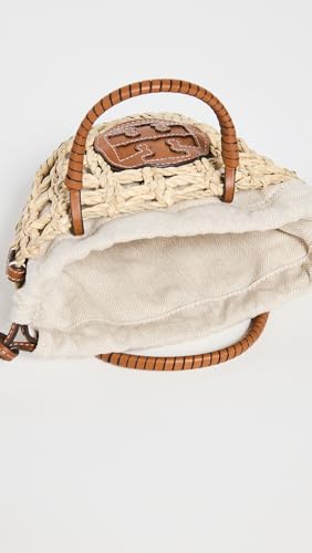 Tory Burch Women's Ella Open Weave Mini Basket Tote, Natural, Tan, One Size