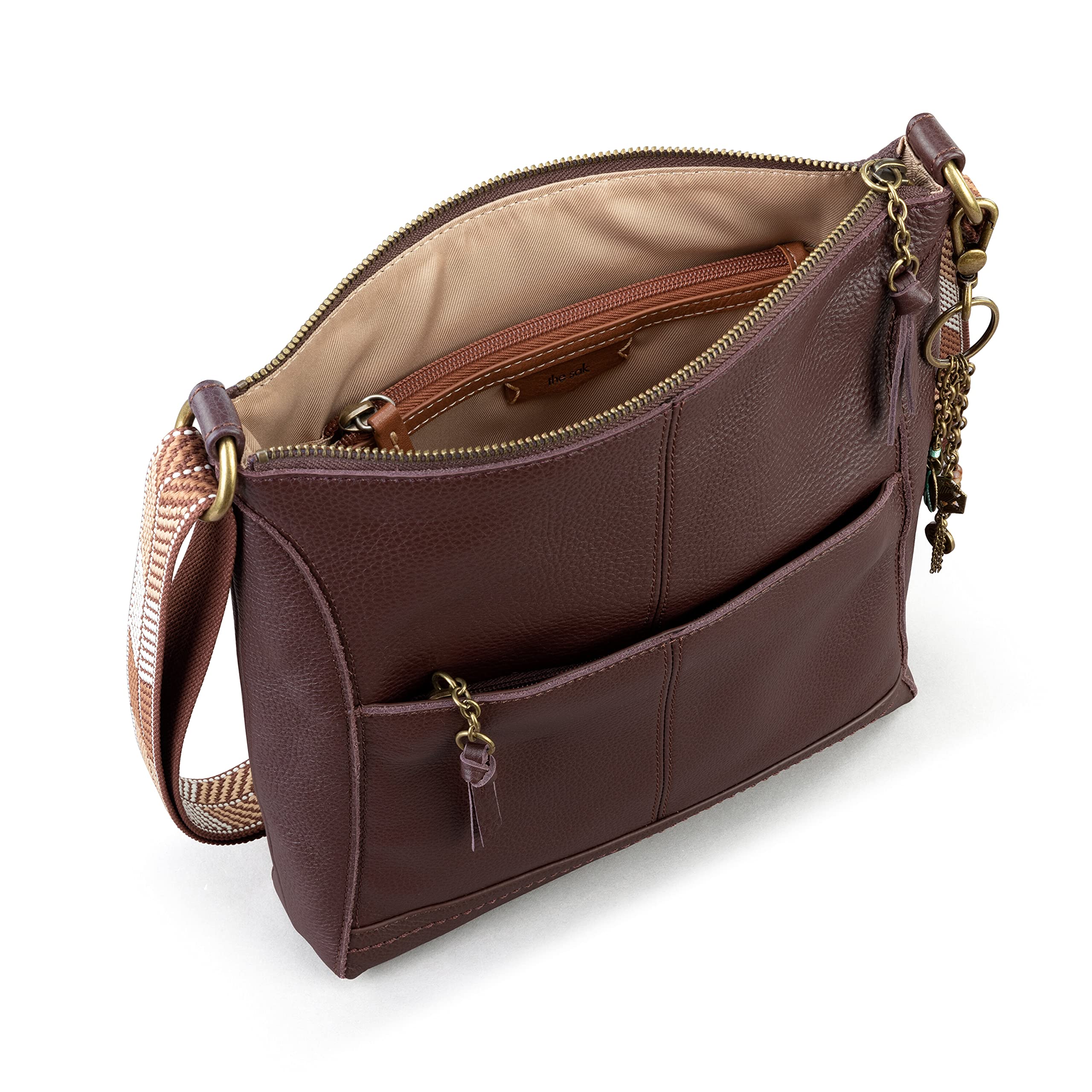 The Sak Lucia Crossbody Bag in Leather, Convertible Purse with Adjustable Strap, Mahogany