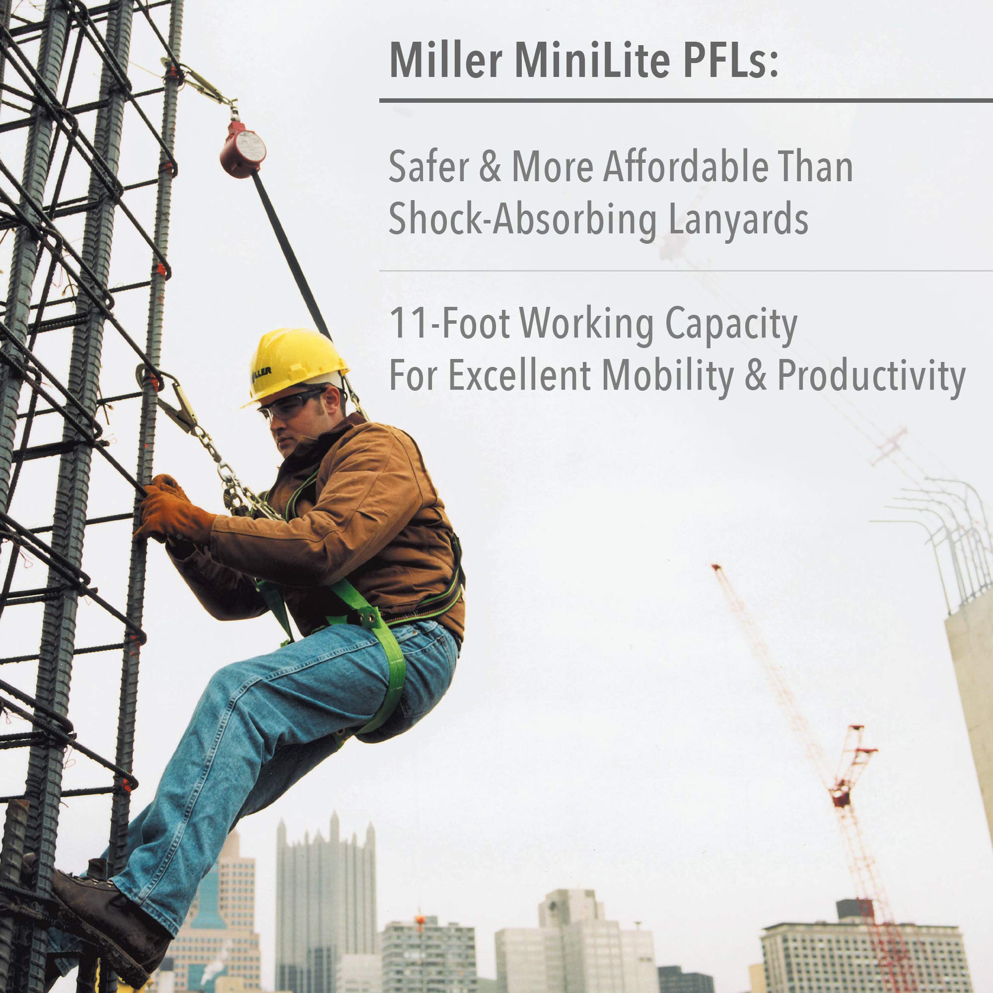 Miller by Honeywell MiniLite 11-Foot Personal Fall Limiter with Steel Carabiner and Snap Hook, 310 lb. Capacity (FL11-1-Z7/11FT)