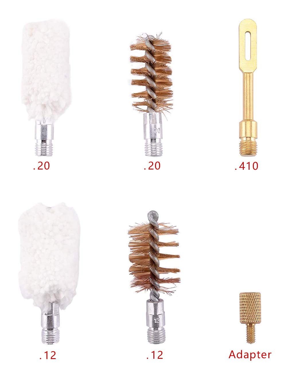 Raiseek Shotgun Cleaning Kit for 12 and 20 Gauge Gun Cleaning Kit Bronze Bristles Brush and Cotton Mop