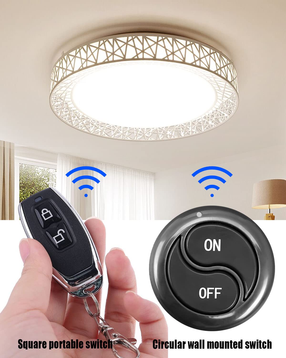 Mini Remote Control Light Switch, 5V/12V/48V Relay Switch, Wireless Remote Switch with 328FT Long Range for LED Lights Household Appliances Garage Door Water Pump Fans