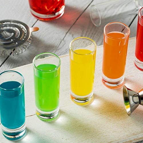 Ruckae 18 Pack Shot Glasses, 2 Ounce Shot Glasses with Heavy Base, Clear Shot Glasses Set of 18 (Cylinder Shaped)