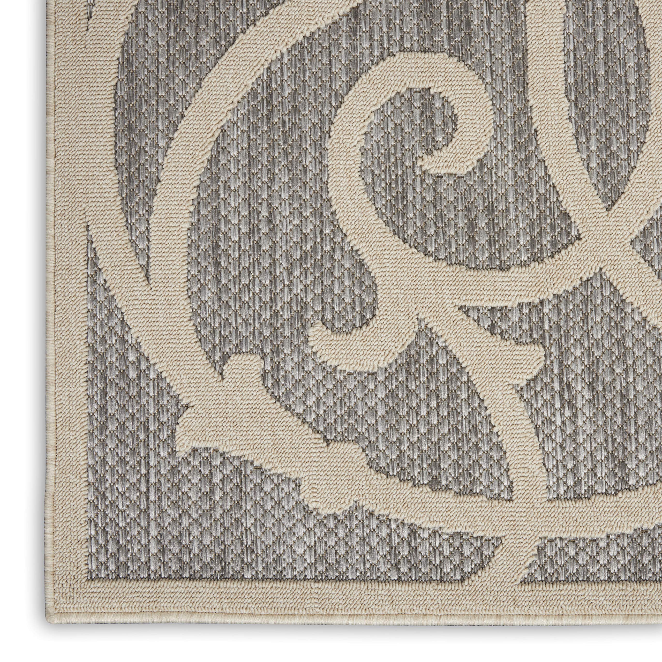 Nourison Palamos Indoor/Outdoor Grey 7'10" x 9'10" Area Rug, Easy Cleaning, Non Shedding, Bed Room, Living Room, Dining Room, Backyard, Deck, Patio (8x10)