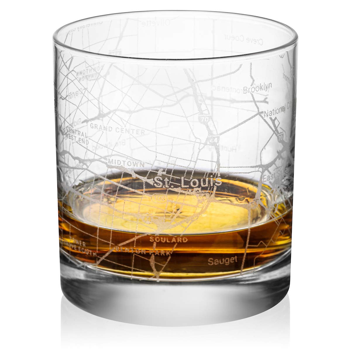 Rocks Whiskey Old Fashioned 11oz Glass Urban City Map St. Louis Missouri