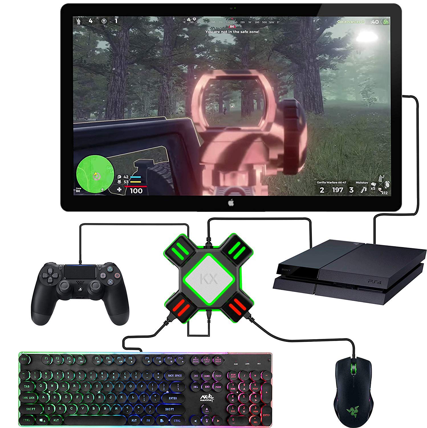 RALAN Keyboard and Mouse Adapter, Controller Converter Adapter for Nintendo Switch/PS4/PS4 Pro/PS4 Slim/XBOX/PS3/PS3 Slim Keyboard Adapter. Perfect for Games Like FPS, TPS, RPG and RTS, etc