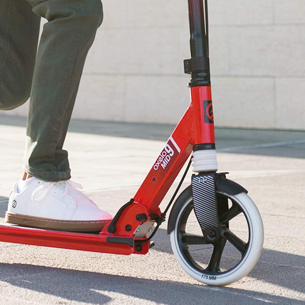 NAN Non-Electric Two-Wheeled Scooter, Double Brake System with Foot Support Scooter, PU Large Wheel Non-Slip Handle 100KG (Color : White)