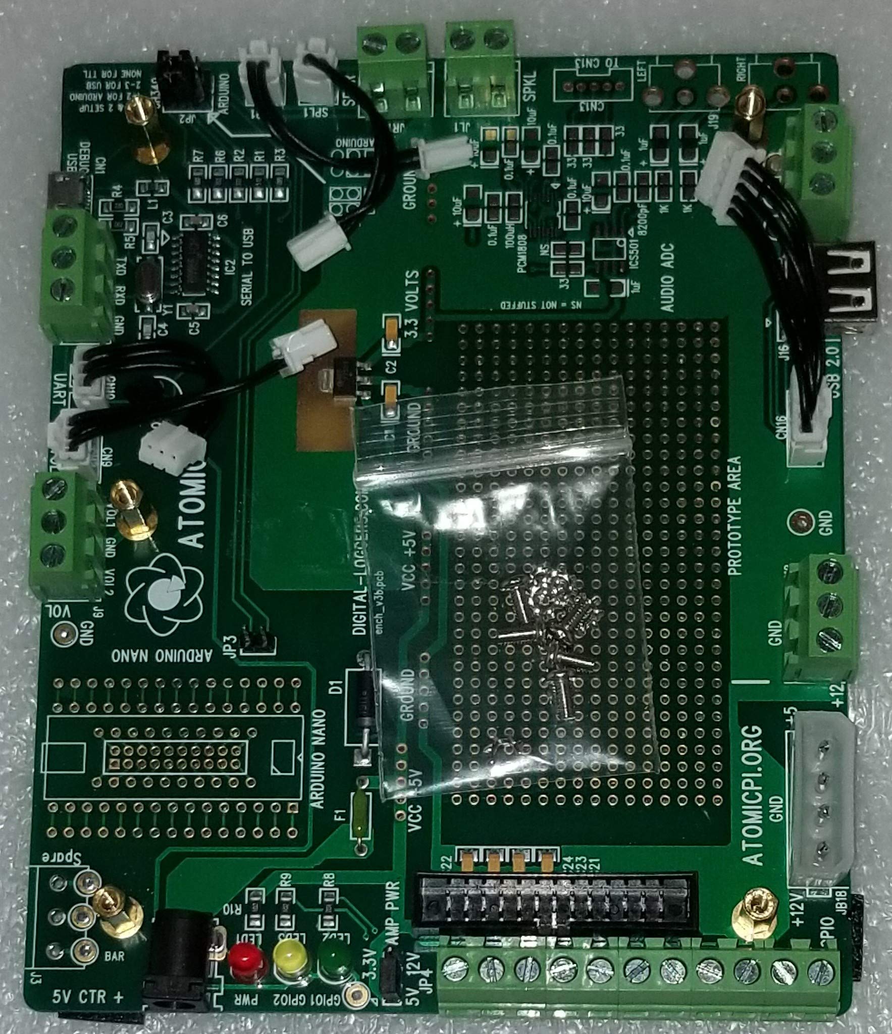 NANA ShakaWorld Atomic Pi Full Breakout Board with Integrated 2.5 Barrel Jack Input and 5V 4A Power Supply Bundle