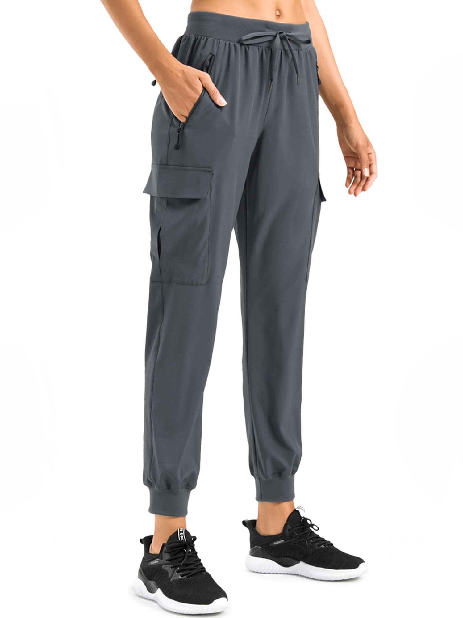 Stelle Hiking Cargo Joggers for Women Lightweight Quick Dry UPF 50 with Zipper Pockets Pants for Outdoor Workout(GY,M) Grey