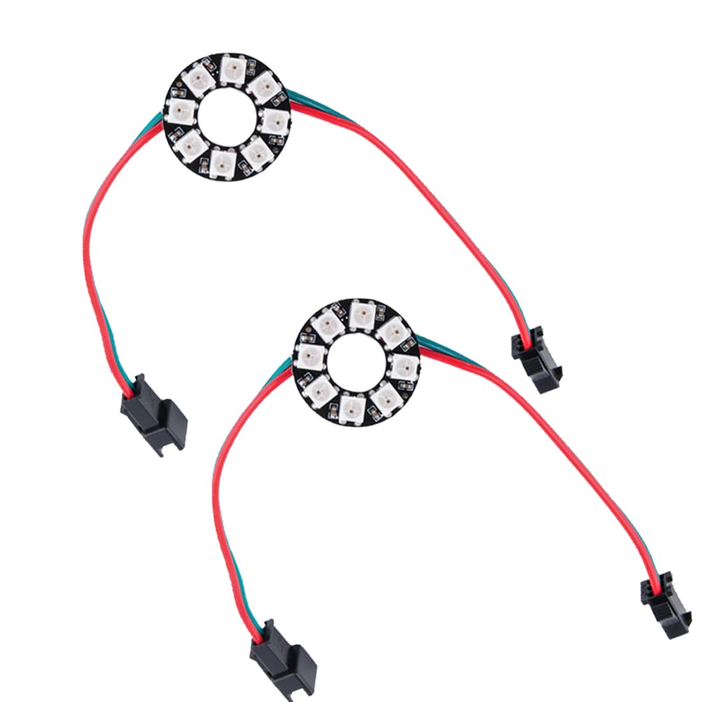 Stemedu 8 Bits Individually Addressable 5050 RGB LED Ring WS 2812B Pixel LED Lamp DC 5V Full Magic Color 8 LEDs Circle Light with Integrated Driver for Arduino Raspberry Pi ESP8266 (Pack of 2PCS)