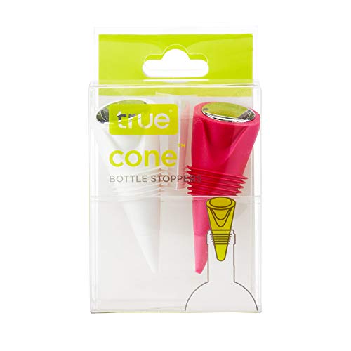 True Cone Silicone Bottle Stoppers, Airtight Wine Preserver, Silicone Wine Corks, Multicolor Set of 2