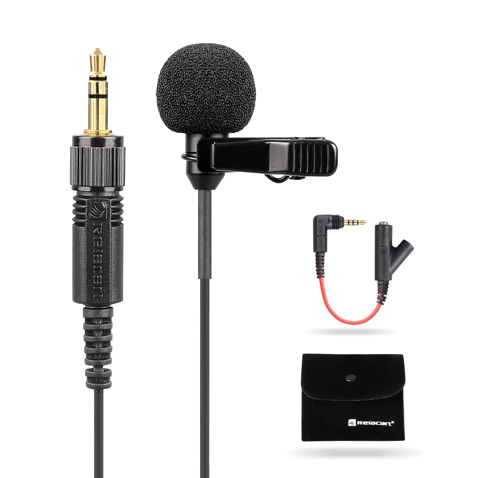 RELACART 3.5 mm TRS/TRRS 4 Feet Mini Lavalier Lapel Microphone, Professional Omnidirectional Easy Clip-on Condenser Recording Mic, Compatible with DSLR, Camera, Camcorder, Smartphone, LM-P01