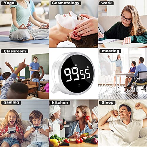Timers,Timer for Kids,Digital Kitchen Timer with LED Touch Screen, Egg Timer with USB Charging,Magnetic Countdown Timer is Suitable for Classroom Study, Exercise, Oven, Cooking,Teaching