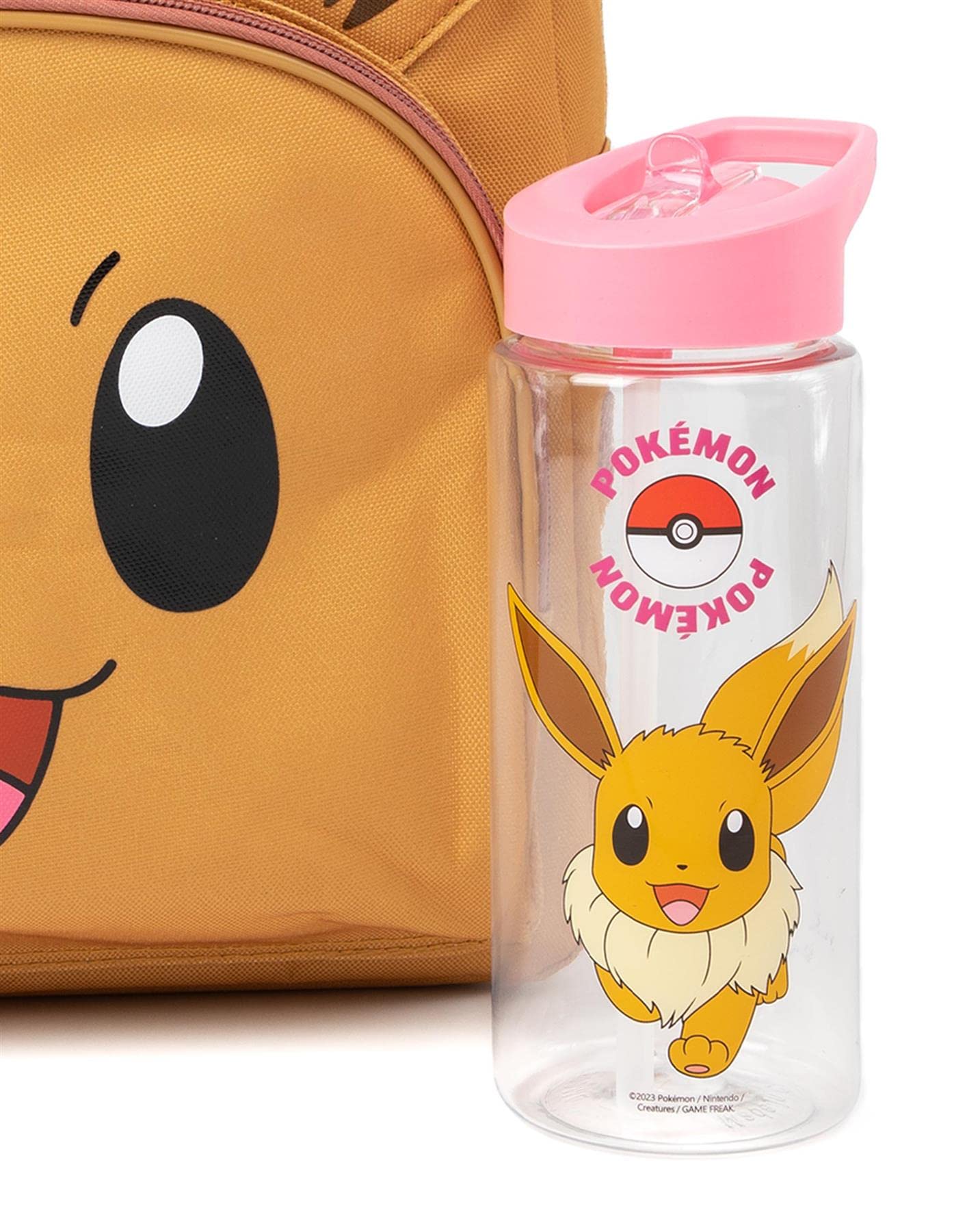 Pokemon Girls Backpack Set | Rucksack Bundle with School Bag, Pencil Case, Lunch Bag & Water Bottle | Eevee Matching Set