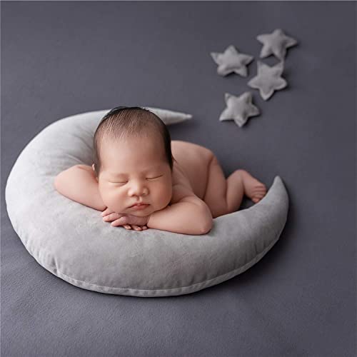 Newborn Photography Posing Pillow Crescent Moon Pillow Star Pillows Posing Beans Moon Pillow Stars Set DIY Newborn Professional Photography Prop (C-Gray)