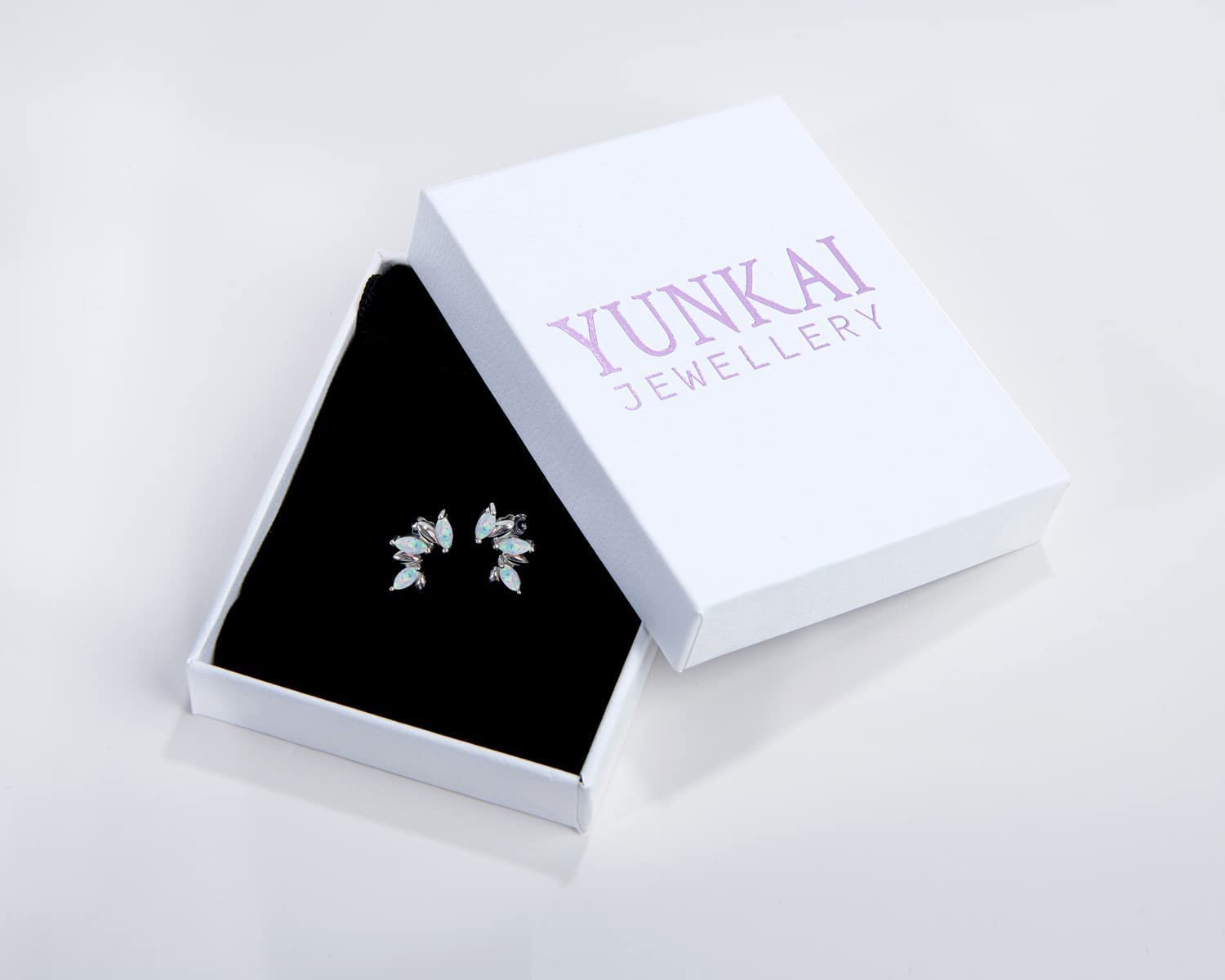 Sterling Silver Opal Stud Earrings for Women, Hypoallergenic Marquise Cut Birthstone Birthday Gift Fine Jewelry for Her Mothers Day