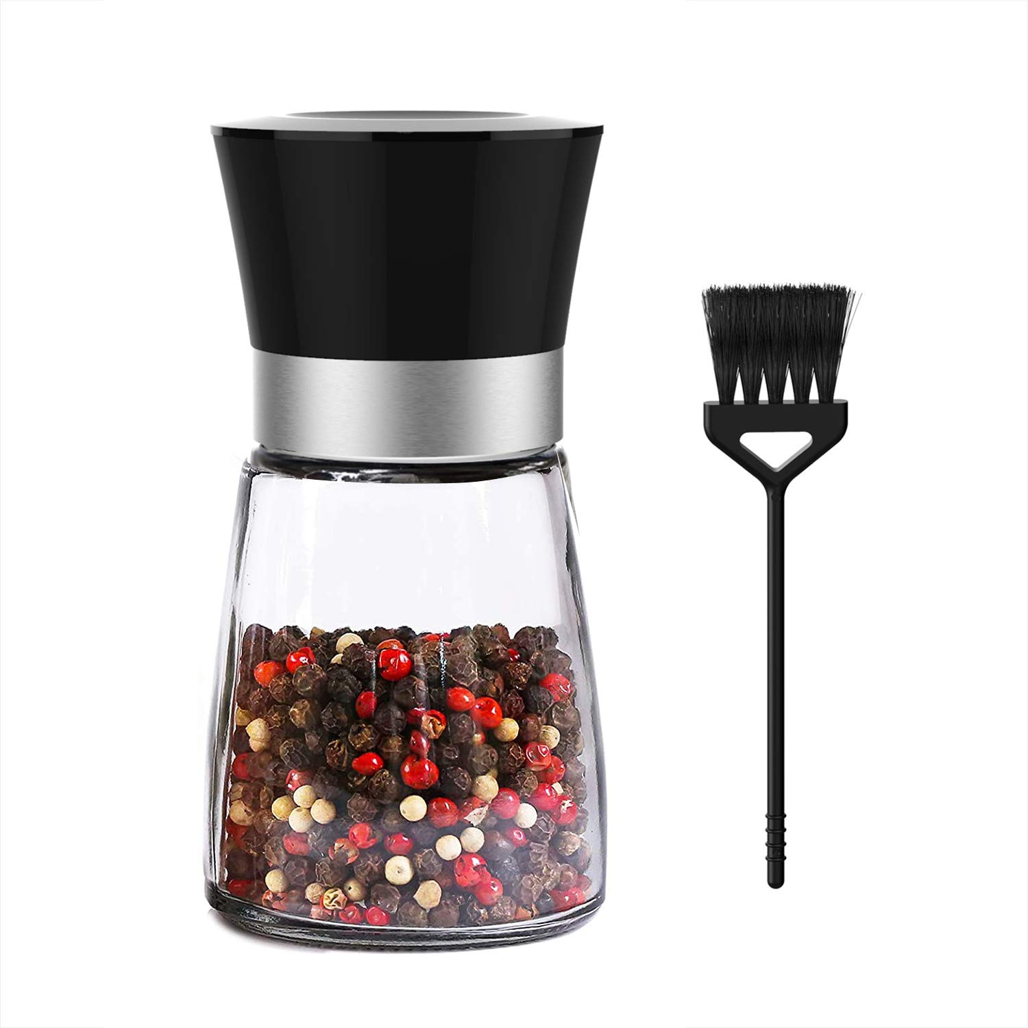 TINGFENG Epare Salt or Pepper Grinder, Best Spice Mill One Handed Pepper Grinder, Mini Unicorn Pepper Grinder( 1P) (Black)