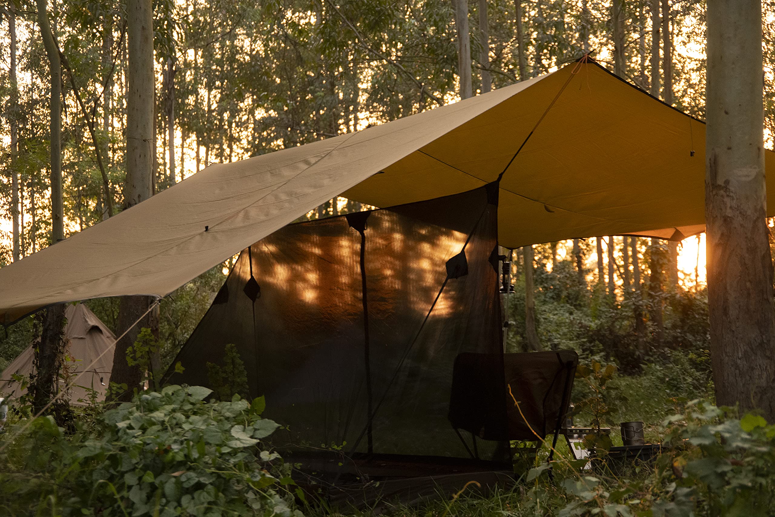OneTigris BULWARK Camping Tarp, 100% Waterproof Bushcraft Shelter, Lightweight Hammock Rain Fly Portable Anti UV Large 12.8ft x 9.5ft