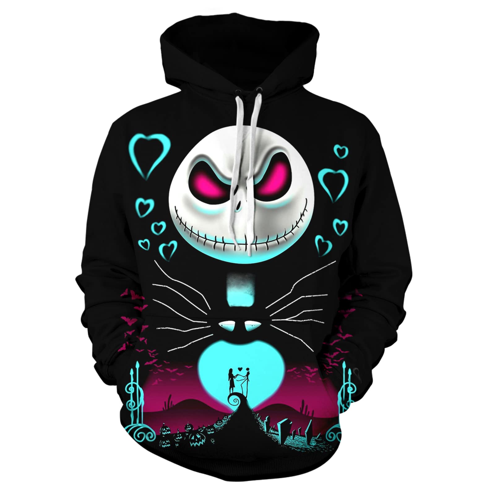 Men's and women's Christmas hoodie Jack novelty hoodie 3d Print Sweatshirts casual pullover 4-XX-Large