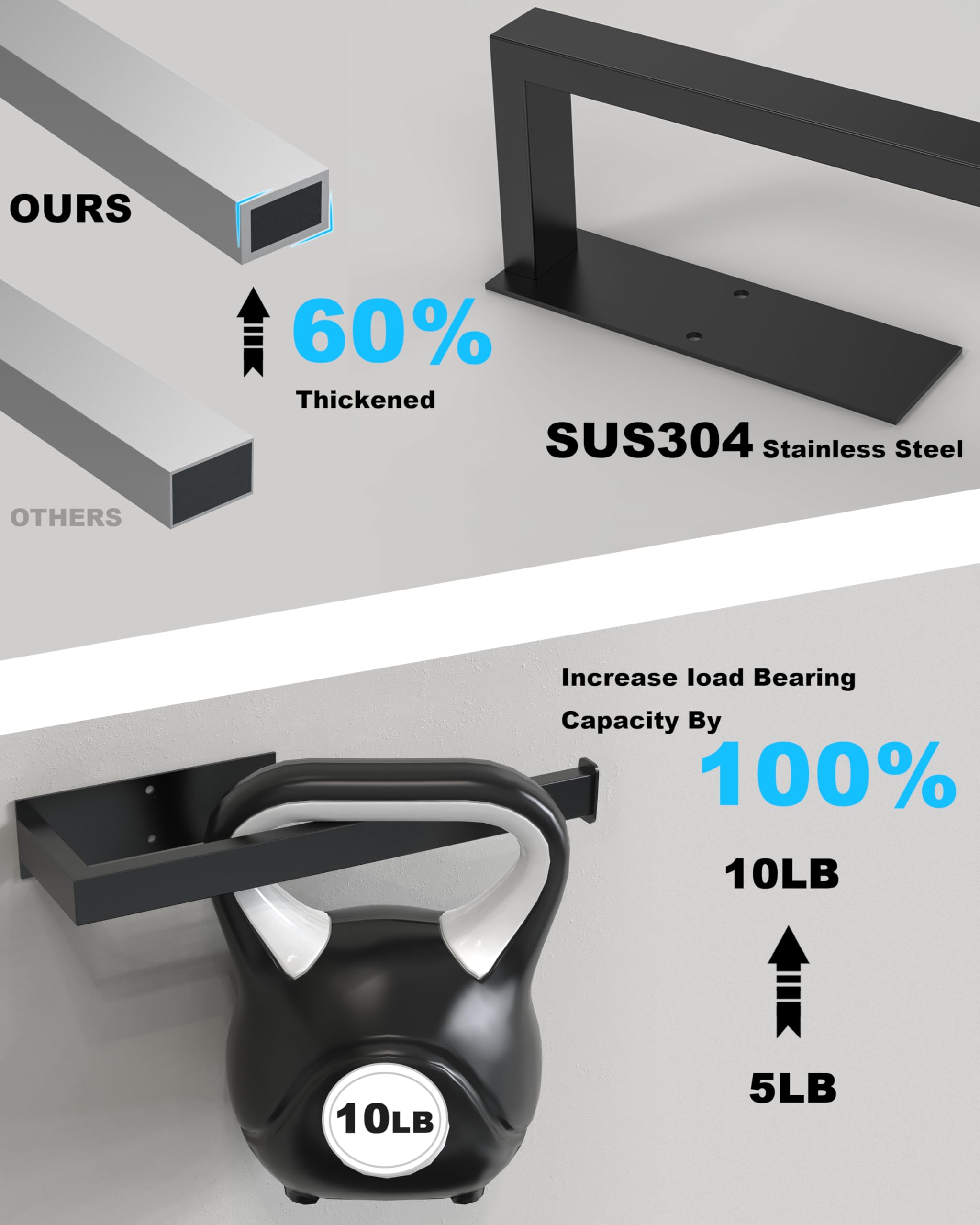 WZKALY Paper Towel Holder, SUS304 Stainless Steel Under Cabinet Paper Towel Bar, Self Adhesive or Wall Mount, Paper Towel Roll Rack for Kitchen and Bathroom (Black)