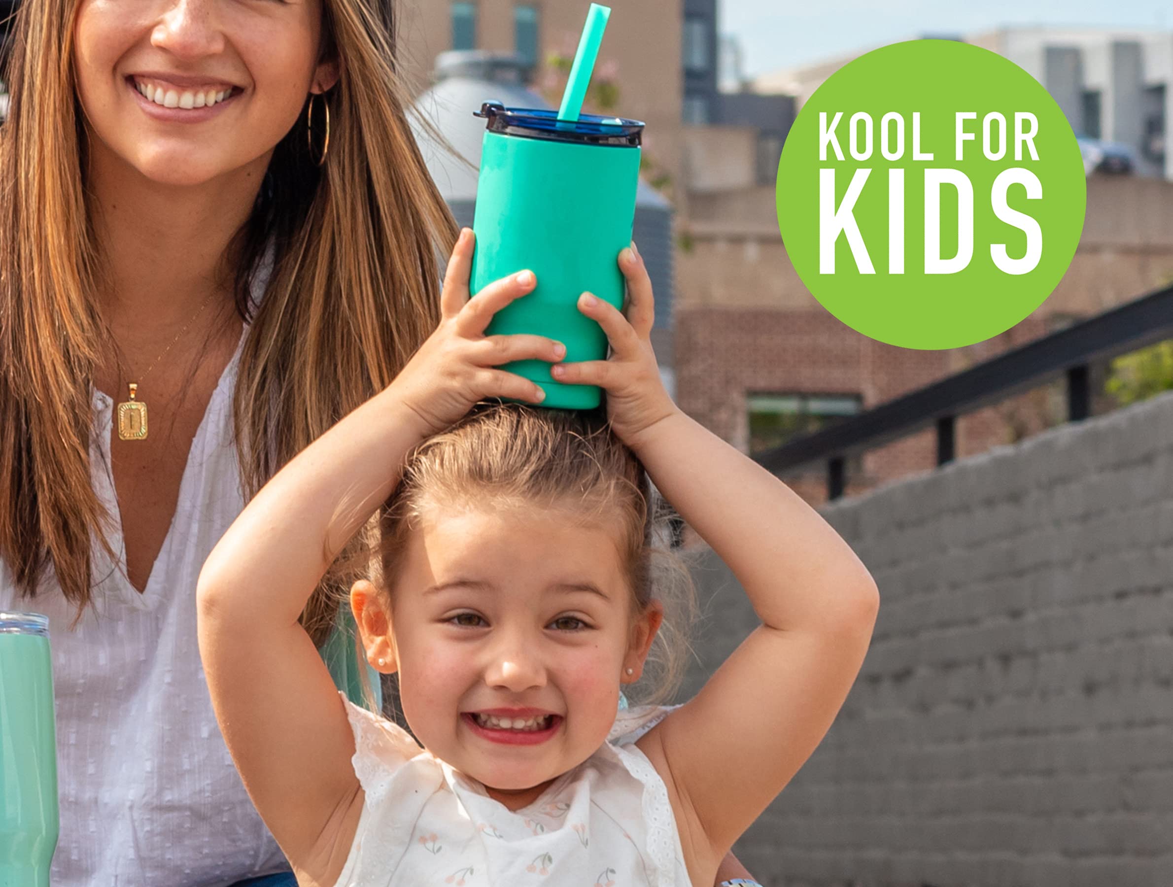 Reduce 14 oz Coldee Tumbler – Reusable Vacuum Insulated Stainless Steel Cup with Straw and Lid – Small and Perfect for Kids – Gripster Finish, Morning Rays