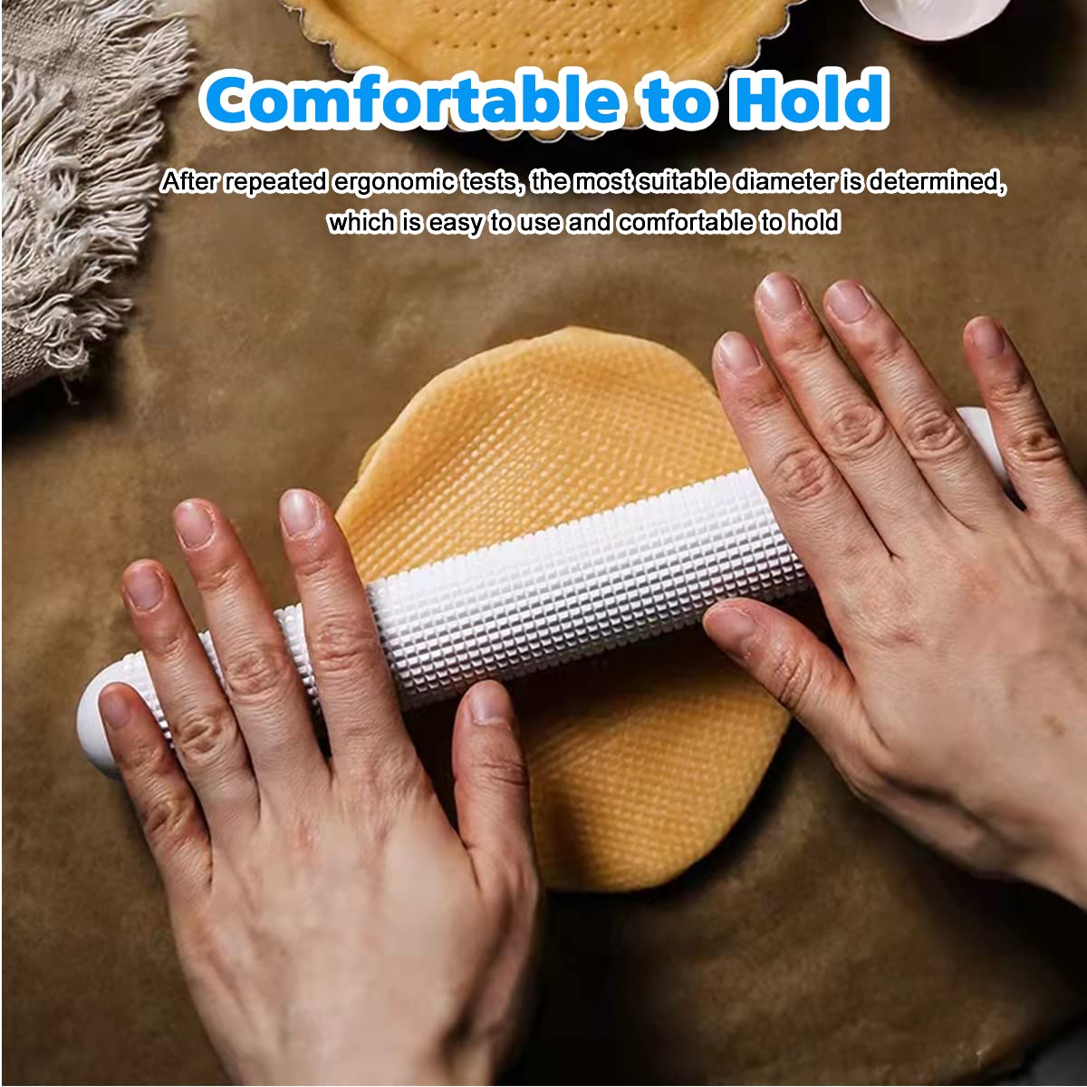 Tinkeep Plastic Rolling Pin for Baking Dough Roller Pin Nonstick Kitchen Rolling Pin for Cake Bread Pizza Dishwasher Safe Floating Point Design 14.5-Inch,9.8-Inch(2 Pack)