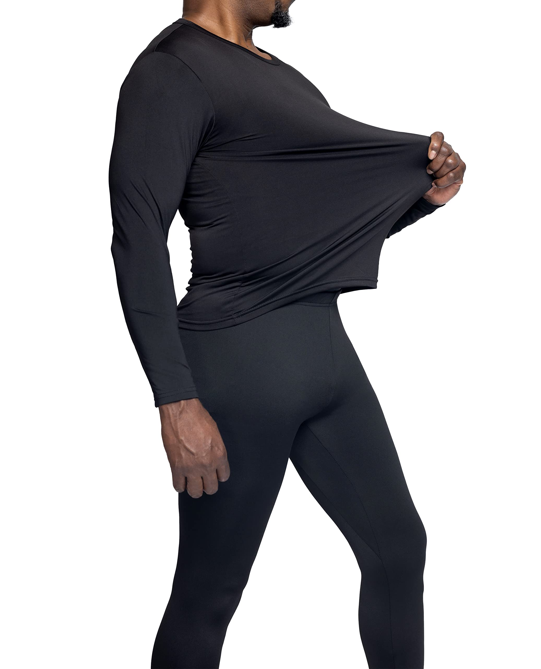 Therma Tek Cold Weather Long Johns Thermal Underwear for Men Set – 2 Pcs Fleece Lined Moisture Wicking, Breathable Base Layer Men Thermals Top and Bottom Set (Black, L)