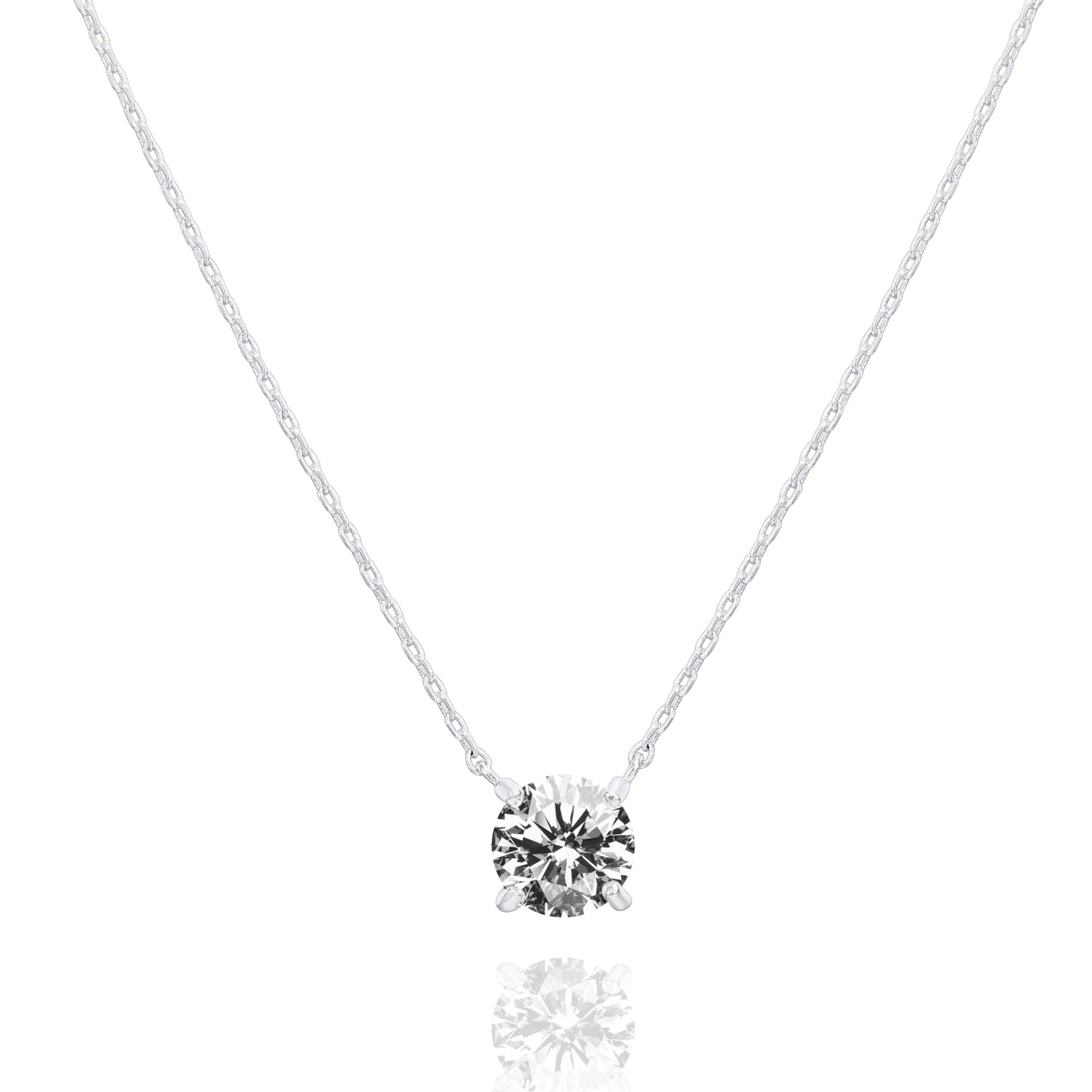 PAVOI 14K Gold Plated Crystal Solitaire 1.5 Carat (7.3mm) CZ Dainty Choker Necklace | Gold Necklaces for Women