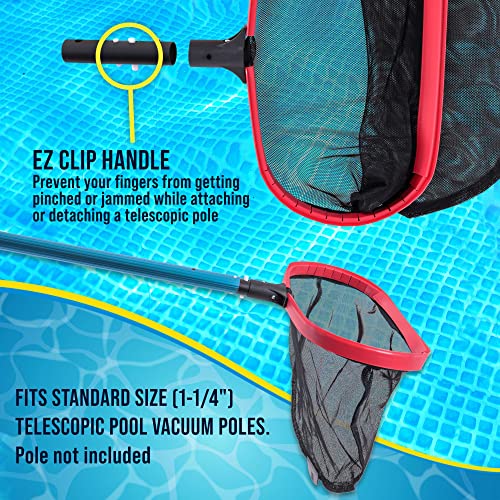 U.S. Pool Supply Professional Deluxe Swimming Pool Leaf Skimmer Rake with Deep Net Bag, Heavy Duty - Strong Reinforced Aluminum Frame, Faster Cleaning & Easier Debris Pickup & Removal, EZ Clip Handle