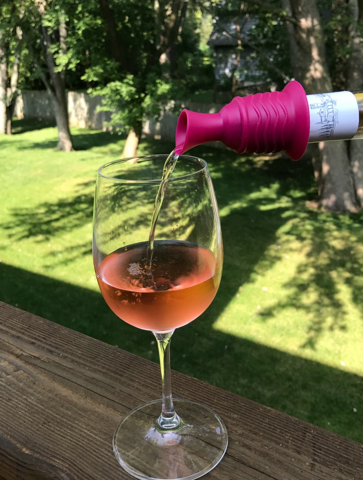 Wine Stopper and Pourer 2 Pack β Pink and Gray Silicone Wine Accessories to Serve Wine More Easily by Simply Charmed