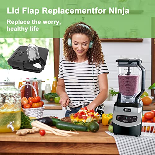 Spout Cover Replacement for Ninja Blender Lid,Pour Spout Cover Flap Lid for Ninja Blender Lid for 72 oz Pitcher,Accessories for Ninja Blender NJ600-NJ602 and BL500-BL781 (Black&Clear)