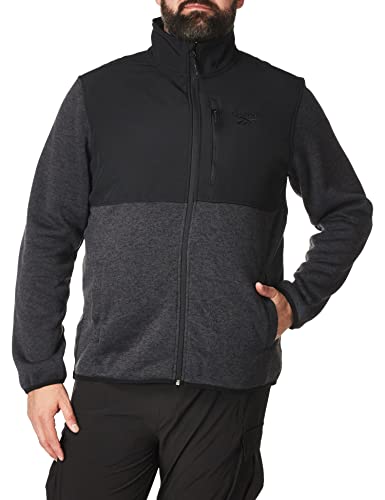 Reebok Men's Soft Woven Jacket, Charcoal HTHR/Black, L