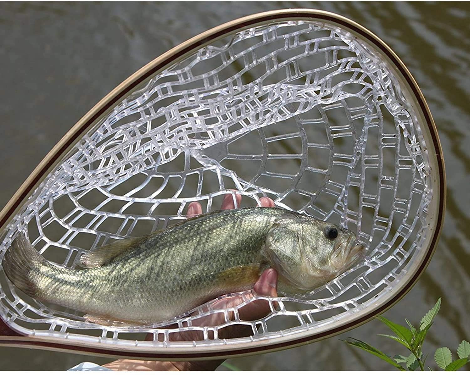 Mounchain Fishing Net Fly Fishing Landing Net, Wooden Frame Fish Net with Soft Rubber Mesh for Trout Catch and Release Net Gifts for Father Men