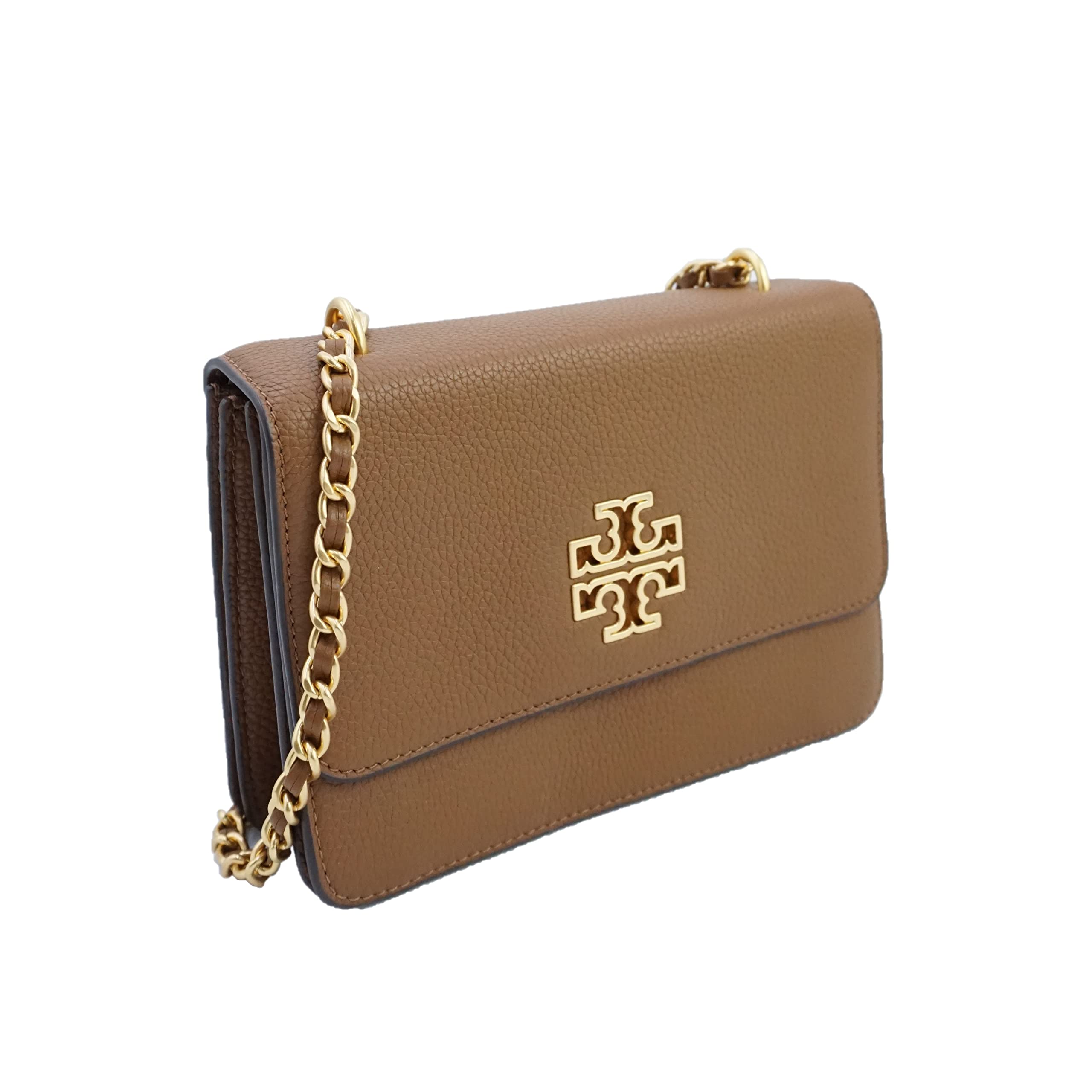 Tory Burch 73505 Moose Brown With Gold Hardware Women's Britten Small Adjustable Shoulder Bag