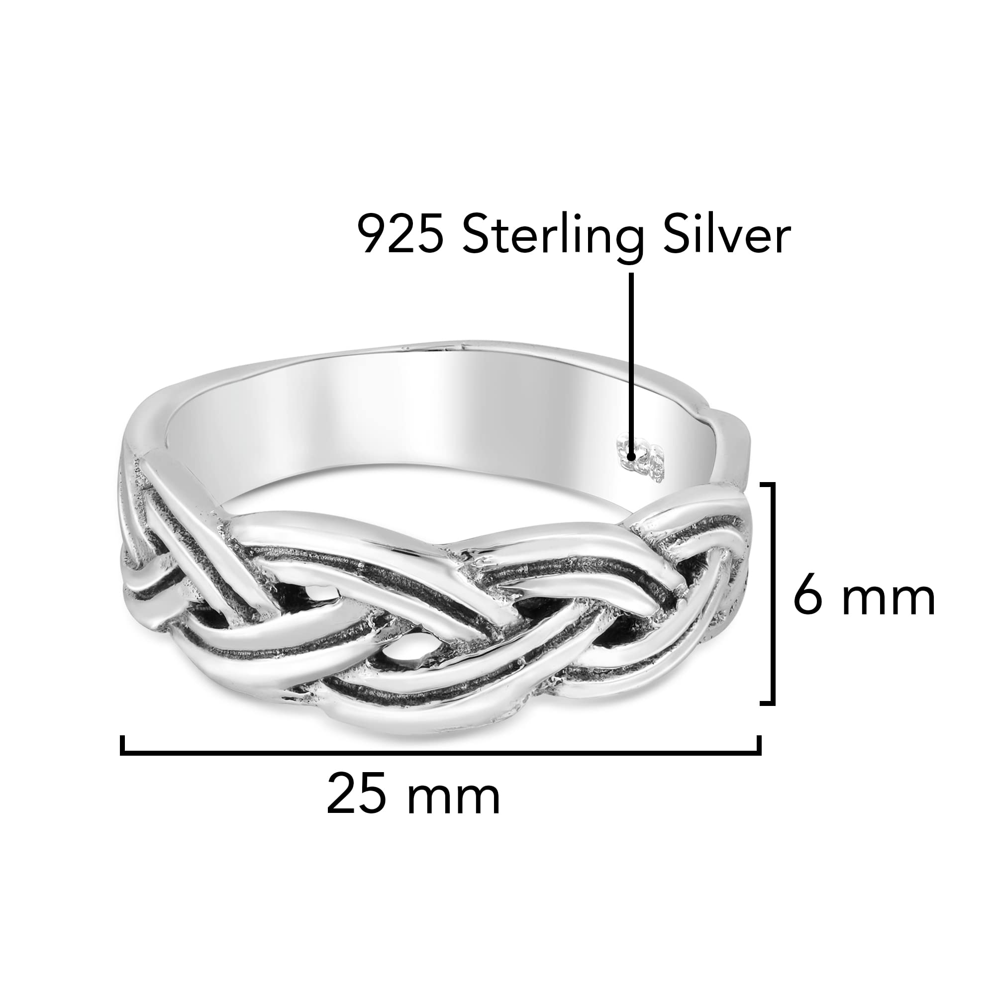 Modern Art Braided Celtic Knot Band .925 Sterling Silver Ring (7)