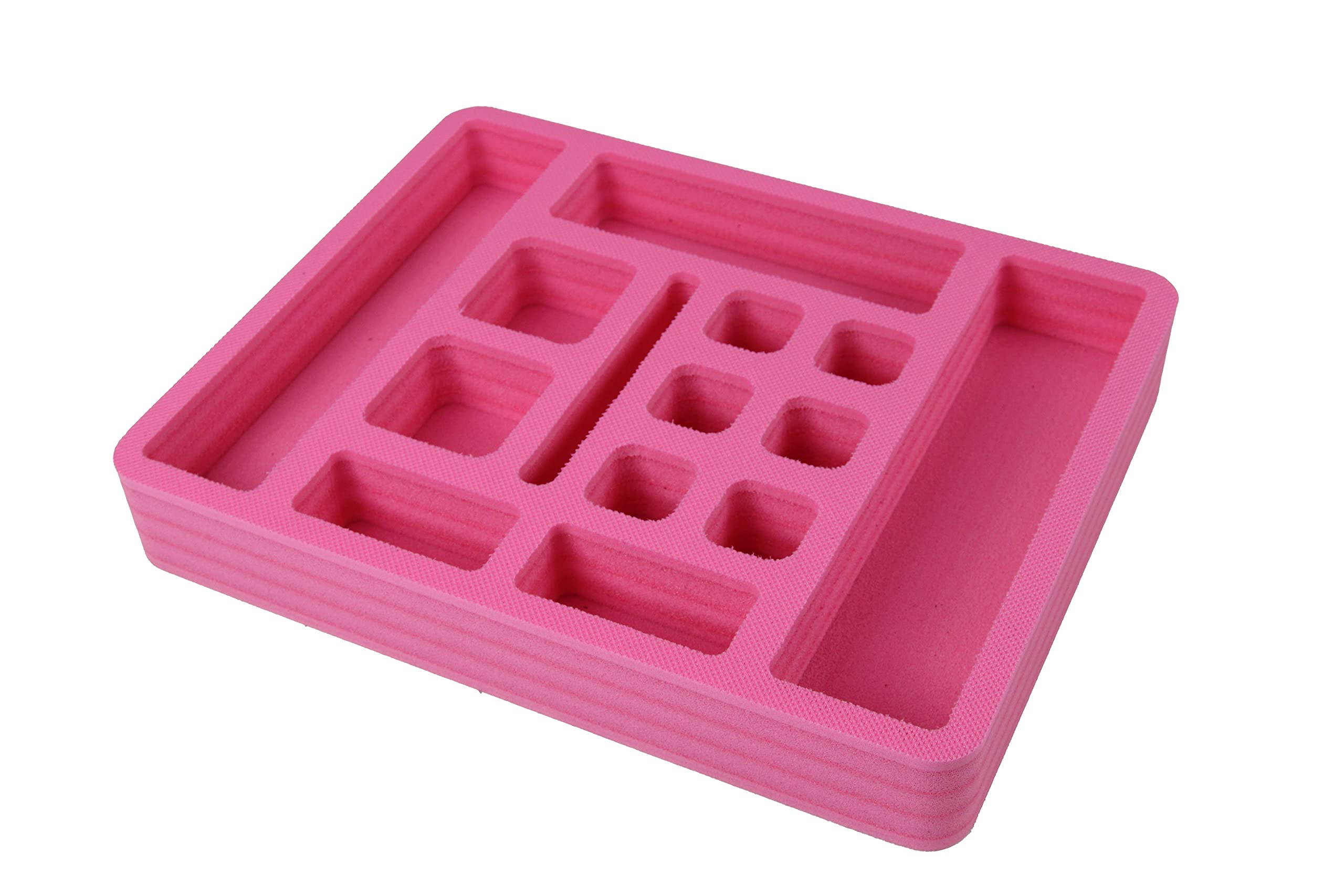 Polar Whale 2 Makeup Pink Drawer Organizers Tray Washable Waterproof Durable Foam Insert for Home Bathroom Bedroom Office 11.5 x 14.5 Inches 14 Compartments for Lipstick Eyeliner Cosmetics and More