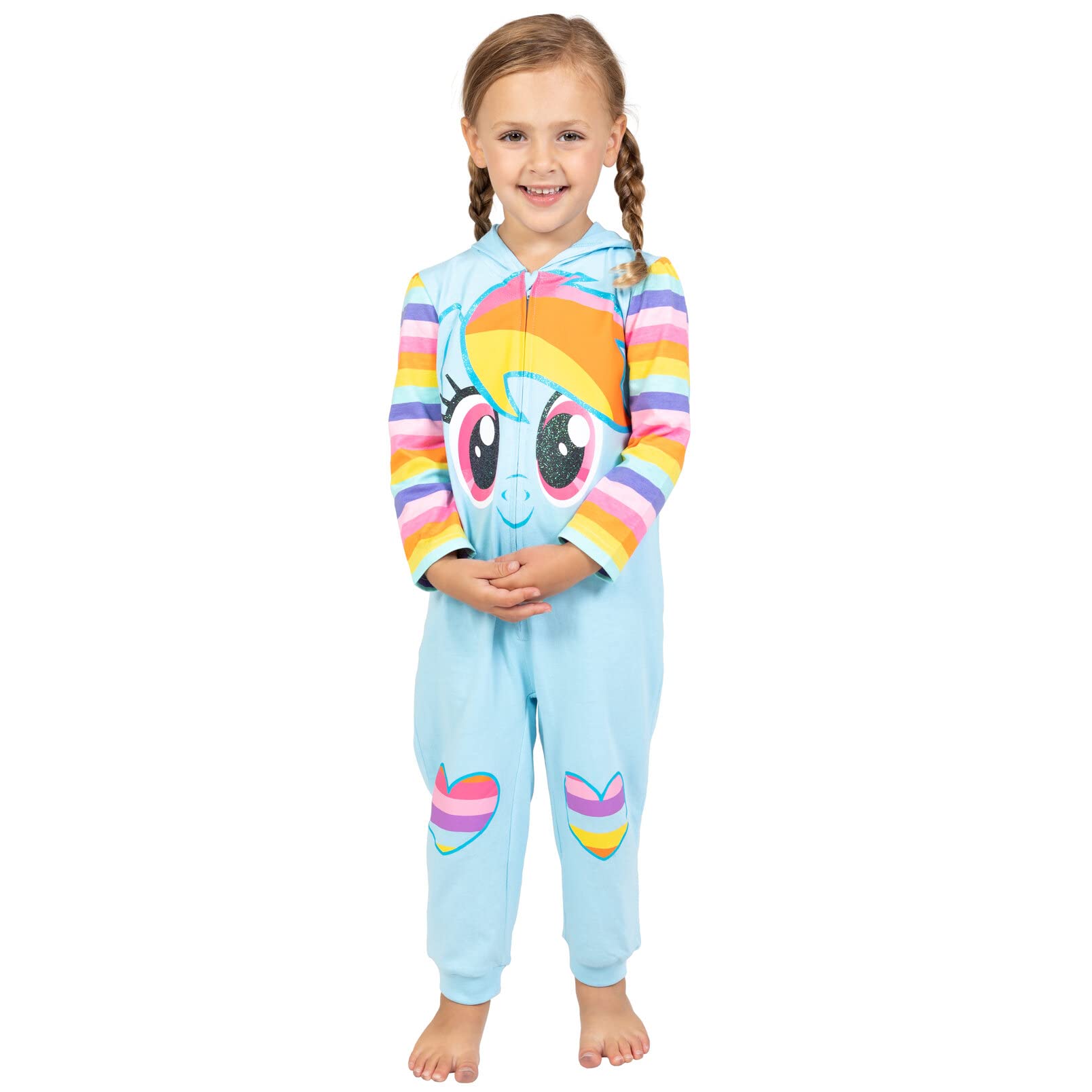 My Little Pony Rainbow Dash Toddler Girls Fleece Zip-Up Hooded Costume Coverall Blue 3T
