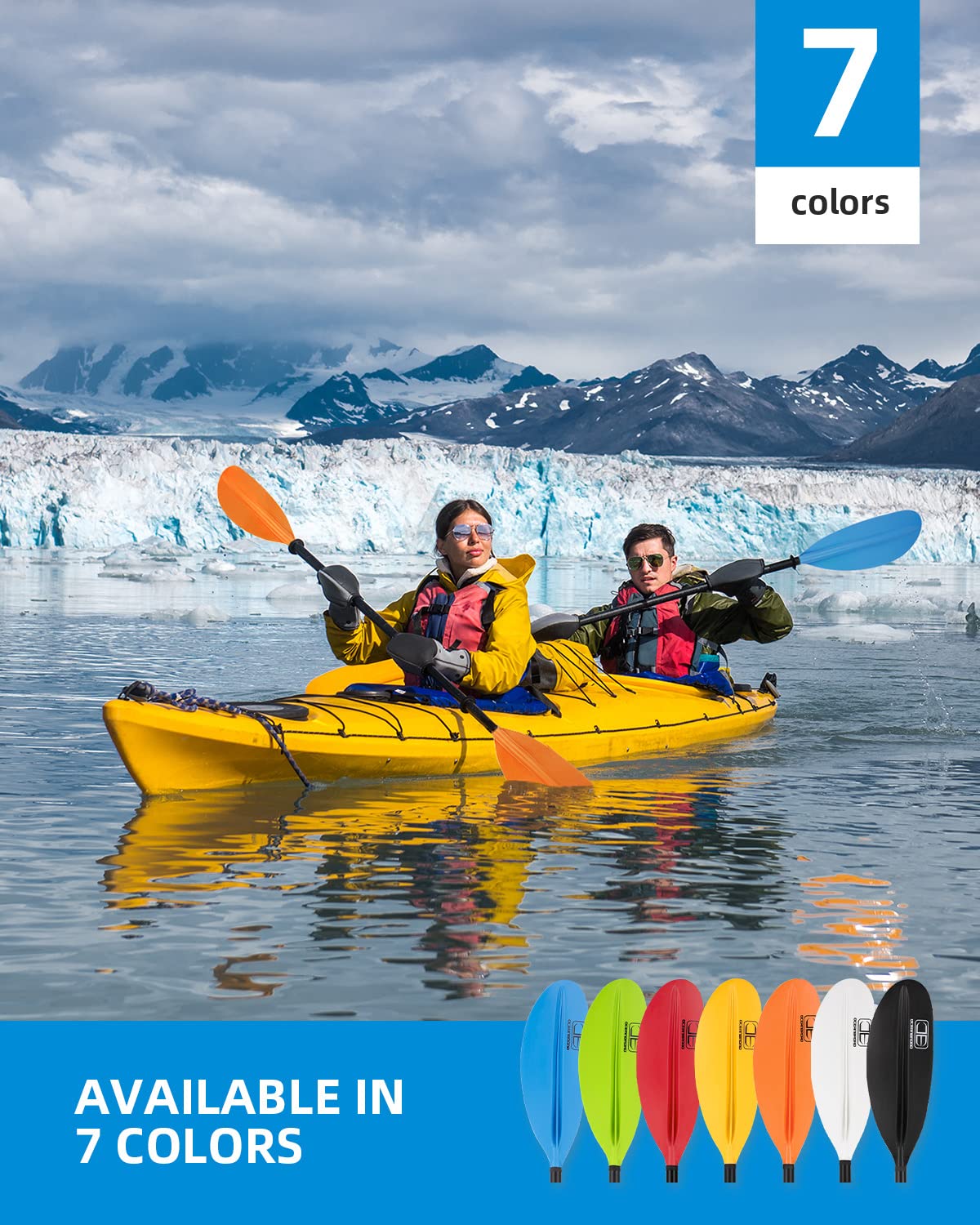OCEANBROAD Kayak Paddle 230CM/90.5 Inches Premium Carbon Shaft Kayaking Boating Oar with Paddle Leash