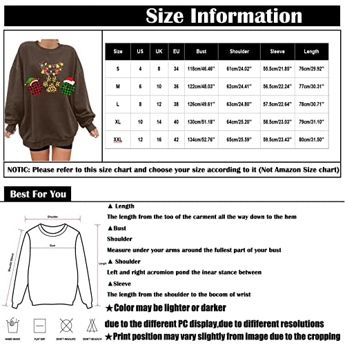 Women's Loose Casual Crewneck Sweatshirt Fashion Christmas Print Cute Pullover Autumn Long-Sleeved Comfortable Blouse