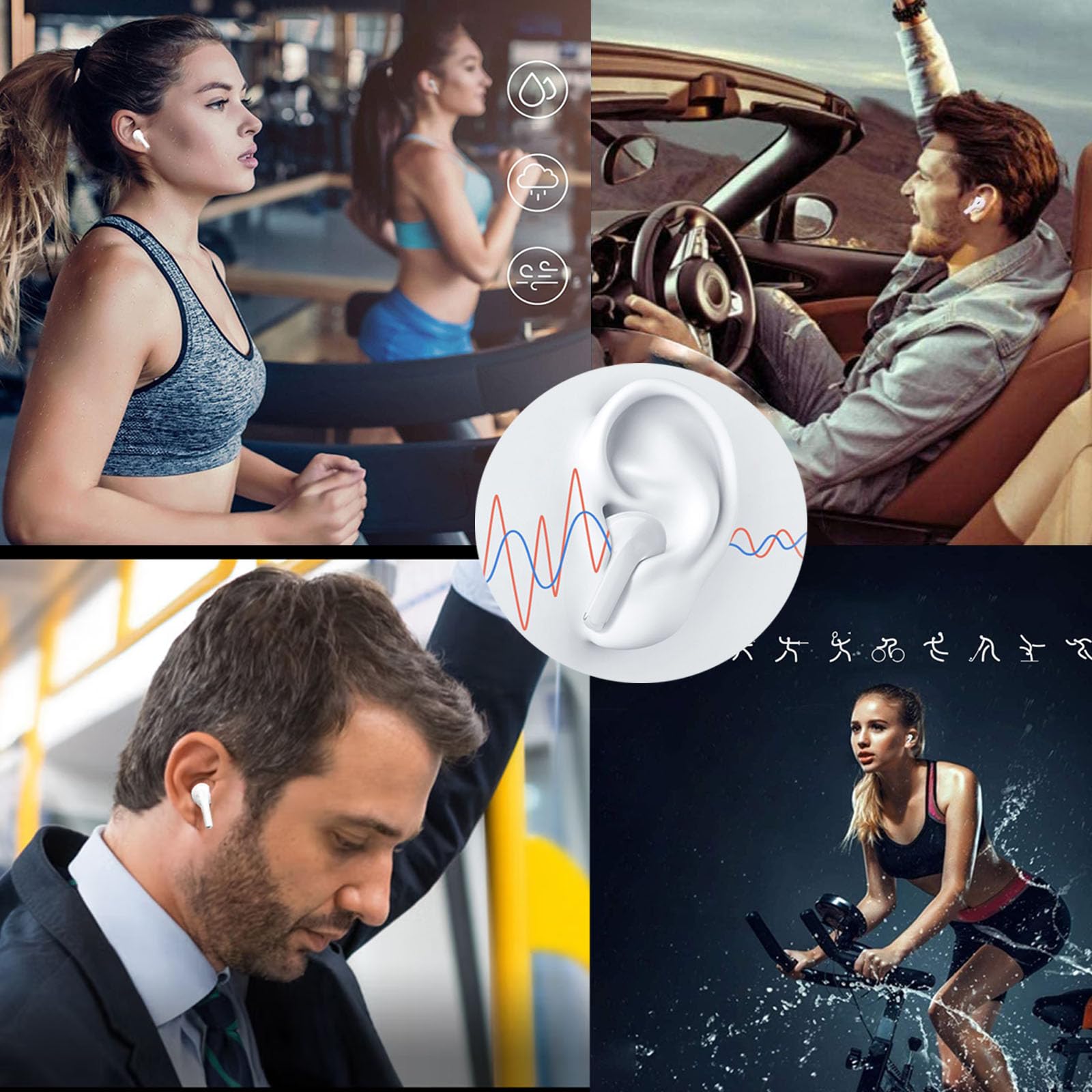 MGGZXR Wireless Earbuds Pro 2 Bluetooth 5.3 Headphones in Ear Buds Built in Noise Cancelling Mic with Charging Case,40Hrs Playtime IPX7 Waterproof,Bluetooth Earphones Stereo Sound for Android